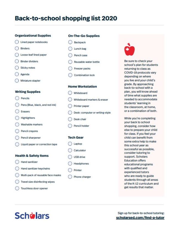 Back-to-School Checklist for Parents [Free Printable] | Scholars Education
